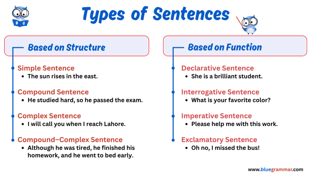 Types of Sentences | Definition, Structure, & Examples - Blue Grammar